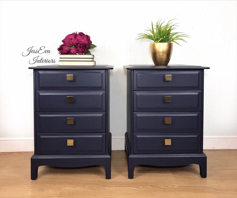 Stag Minstrel Bedside Tables Pair of Bedside Tables Navy - Etsy