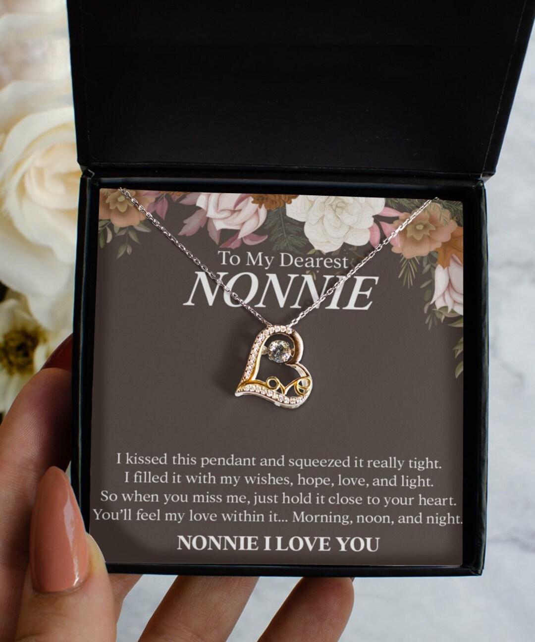 Personalized Nonnie Gift Heart Necklace Gift for Nonnie Grandmother ...