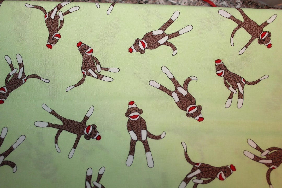Erin Michael Sock Monkey Fabric for Moda - Moda #15071 - Funky Monkey ...