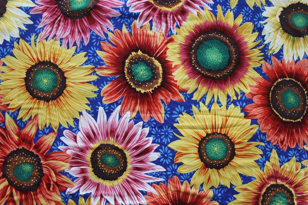 Snow Leopard Designs Sunflowers Fabric by Philip Jacobs for Freespirit ...