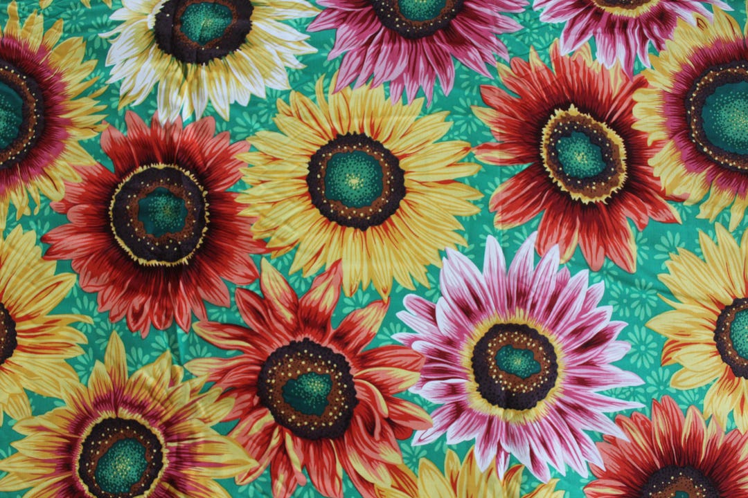 Snow Leopard Designs Sunflowers Fabric by Philip Jacobs for Freespirit ...