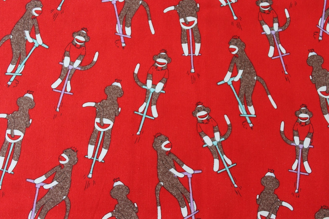 Erin Michael Sock Monkey Fabric for Moda - Moda #26033 - Funky Monkey ...