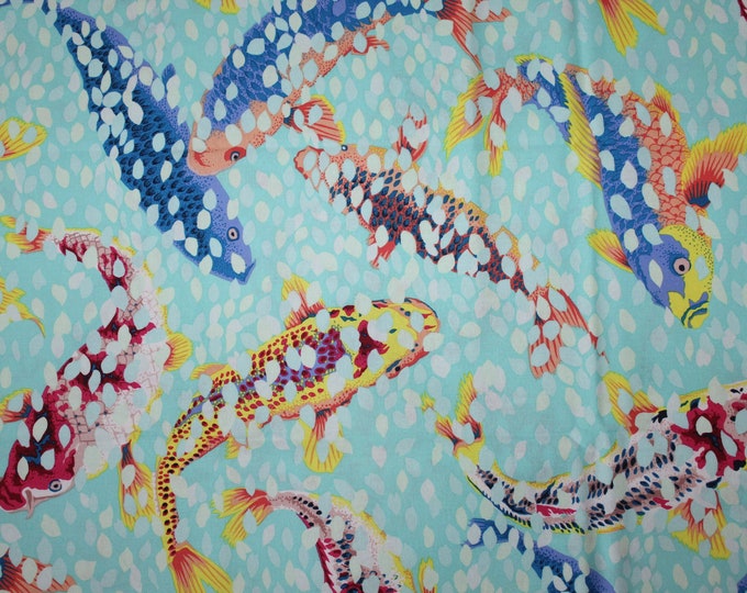 Snow Leopard Designs Carp and Petals Fabric by Philip Jacobs for ...