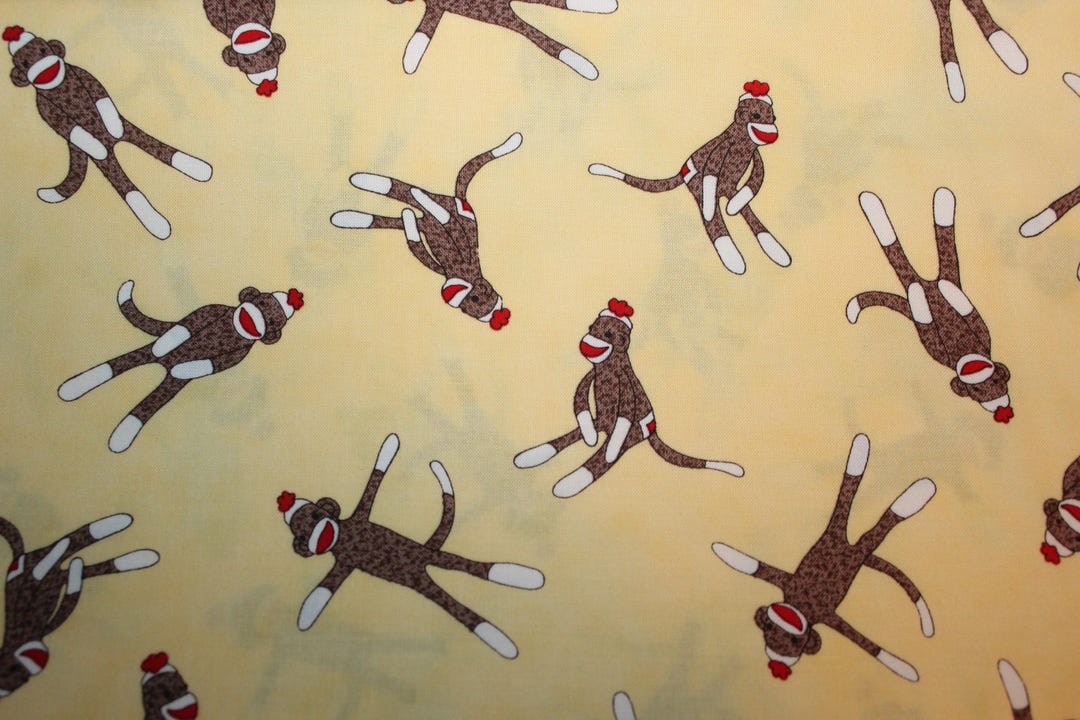 Erin Michael Sock Monkey Fabric for Moda - Moda #15071 - Funky Monkey ...