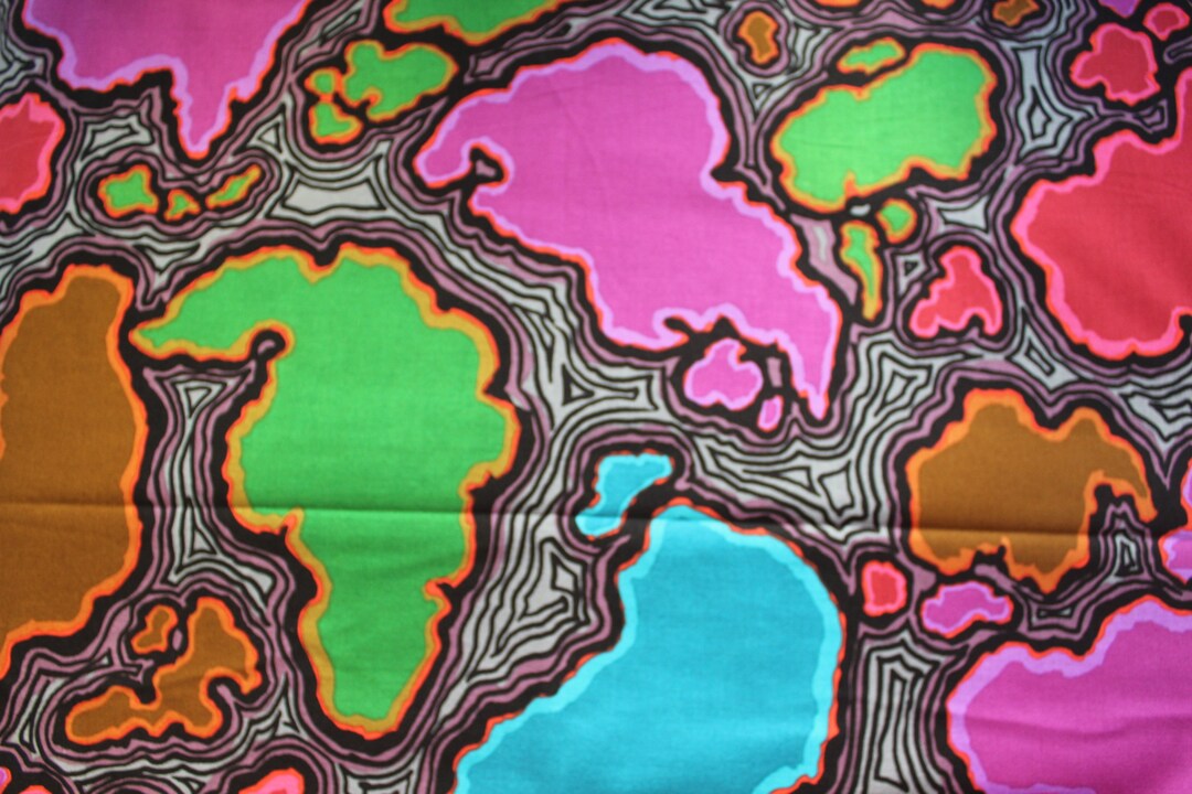 Kaffe Fassett Map Fabric for Rowan/westminster - GP120 Map (dark) - OOP ...