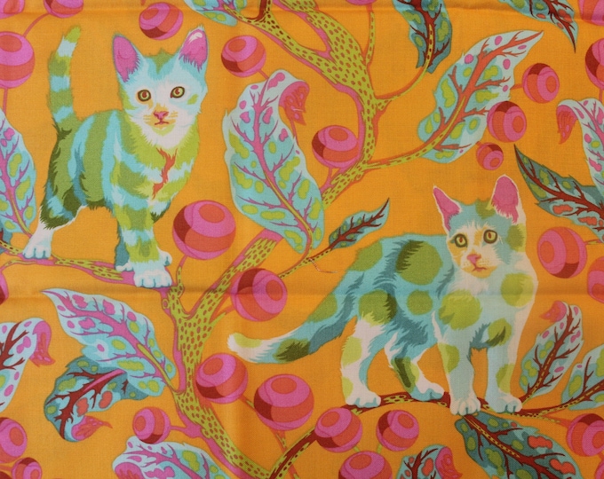 Tula Pink Dicso Kitty Fabric - Tabby Road Line - Disco Kitty (marmalade ...