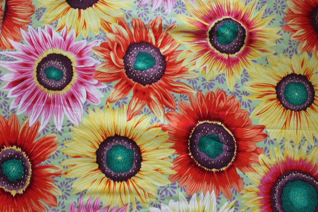 Snow Leopard Designs Sunflowers Fabric by Philip Jacobs for Freespirit ...