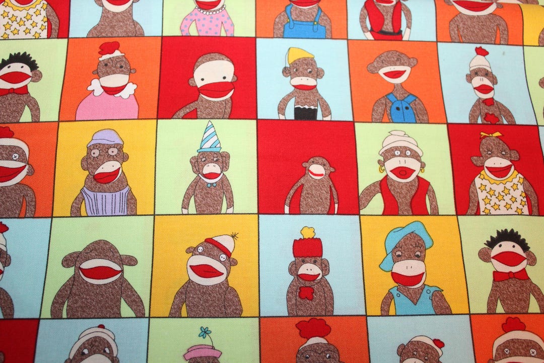 Erin Michael 5 Funky Monkeys "yearbook" Fabric for Moda - Moda #15070 ...