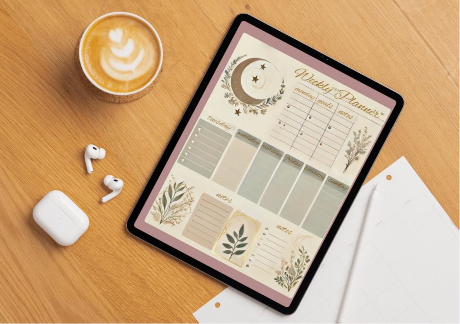 Weekly Digital Planner With Lunar Design - Etsy