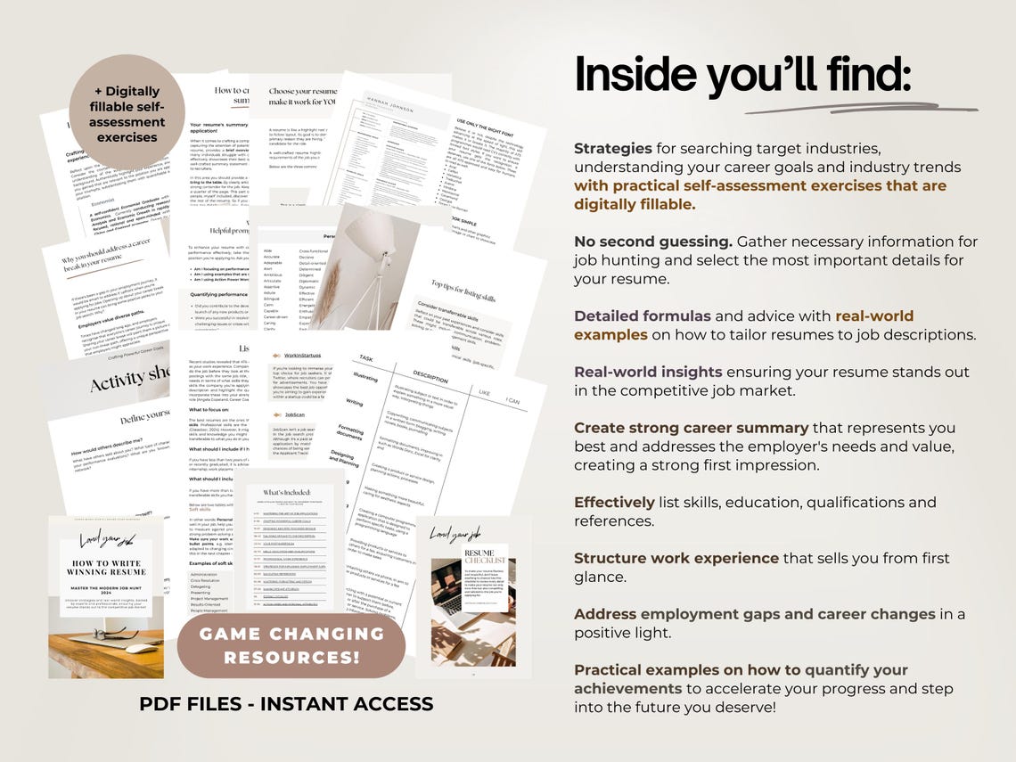 CV Writing Guide, Professional Resume, CV Writing Workbook, ATS Resume ...