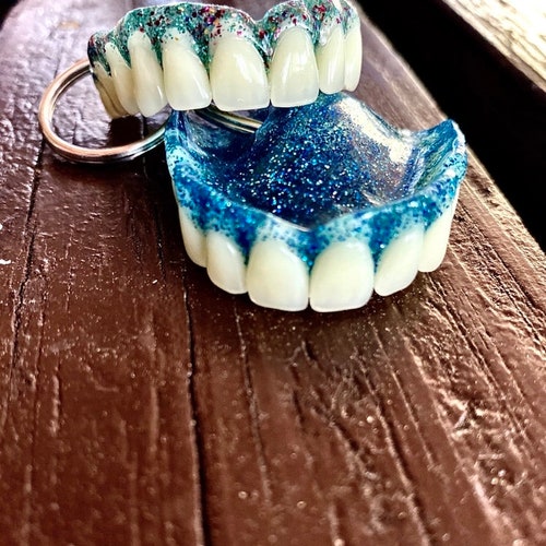 Tiny Denture Keychain baby Teeth - Etsy