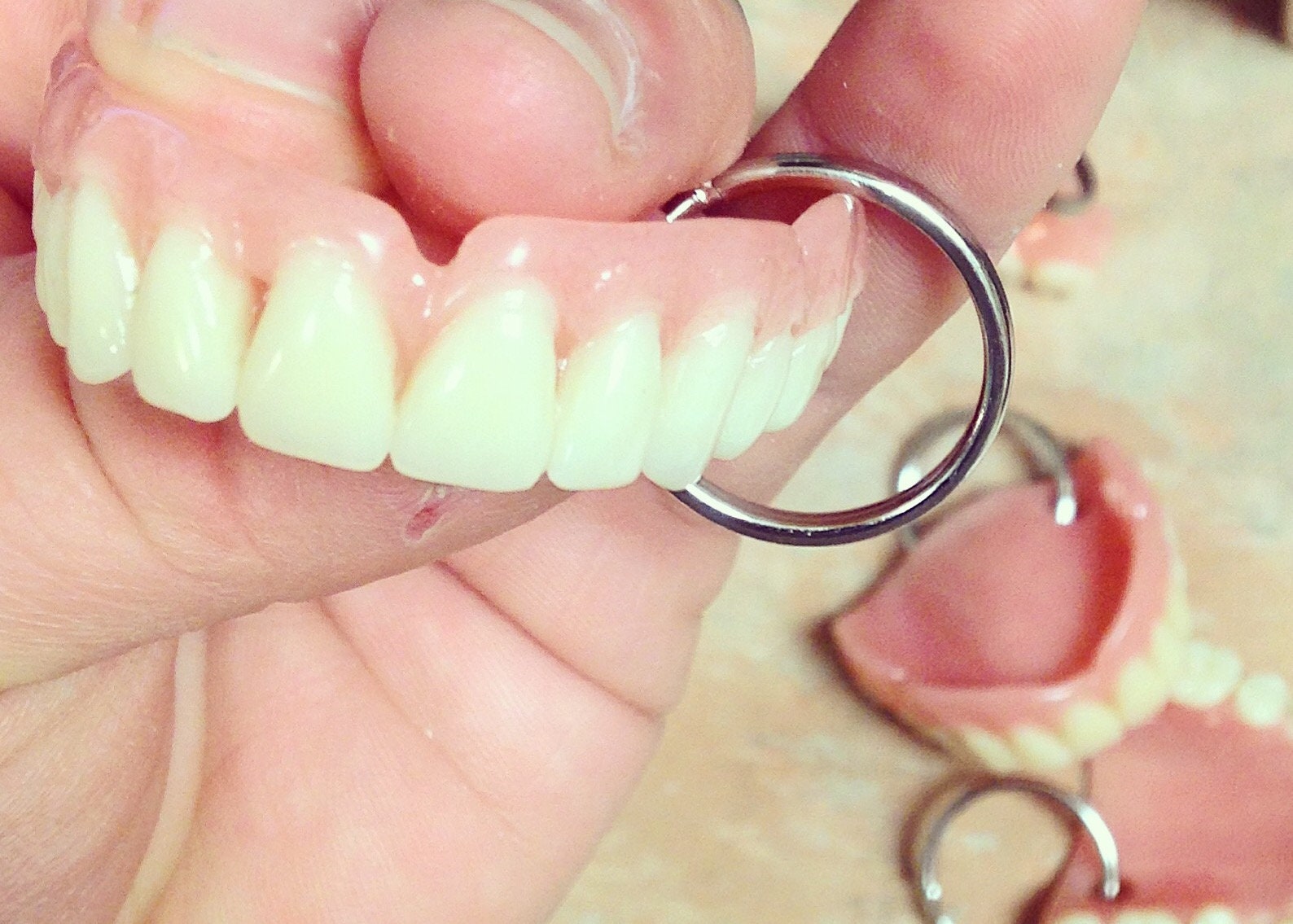 Tiny Denture Keychain baby Teeth | Etsy