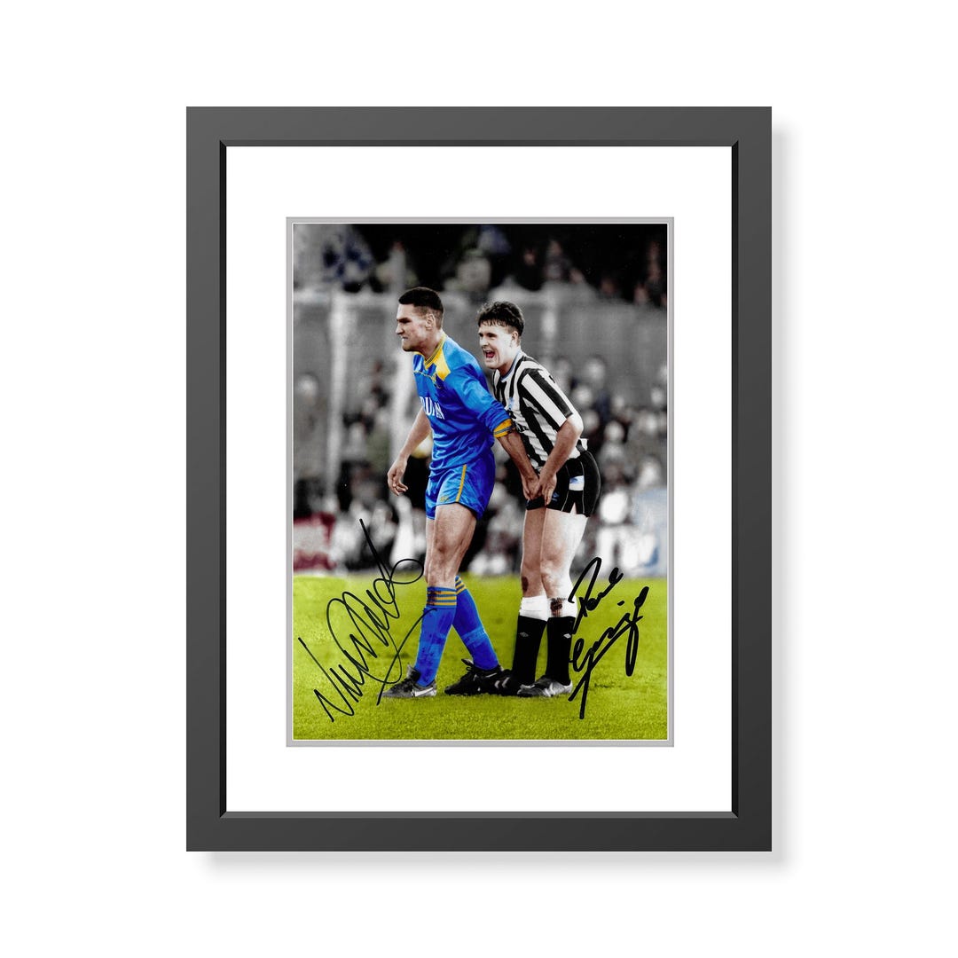 Vinnie Jones Paul Gascoigne Signed & Framed Photo: Ball Squeeze - Etsy UK
