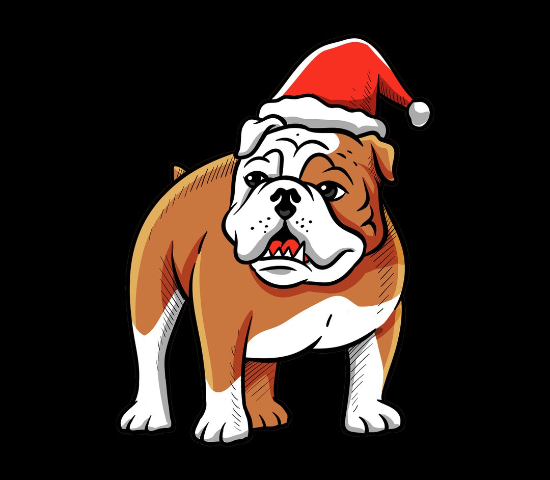 Funny Bulldog Santa Hat PNG File - Etsy