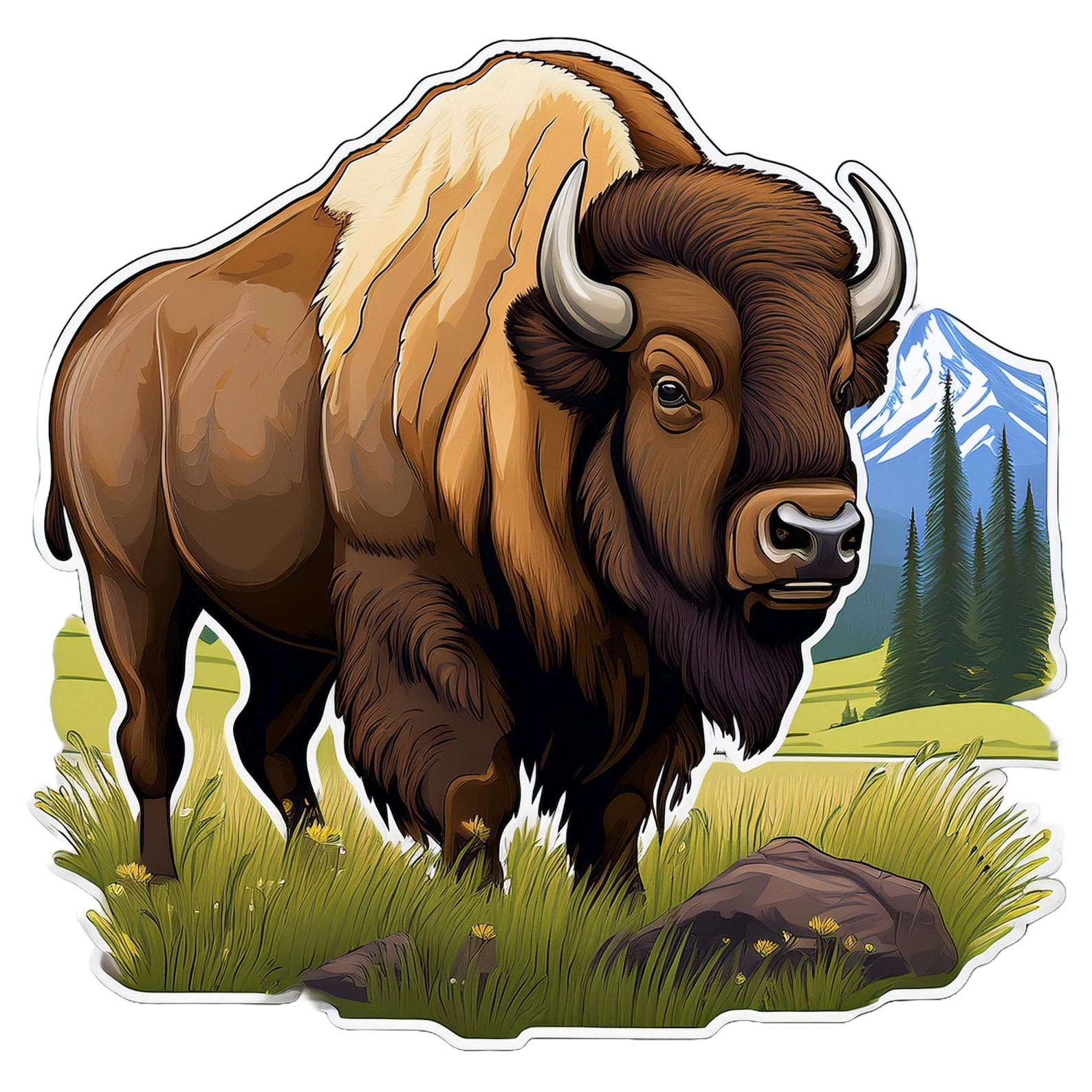 Bison Grazing in Yellowstone Meadow PNG FILE - Etsy