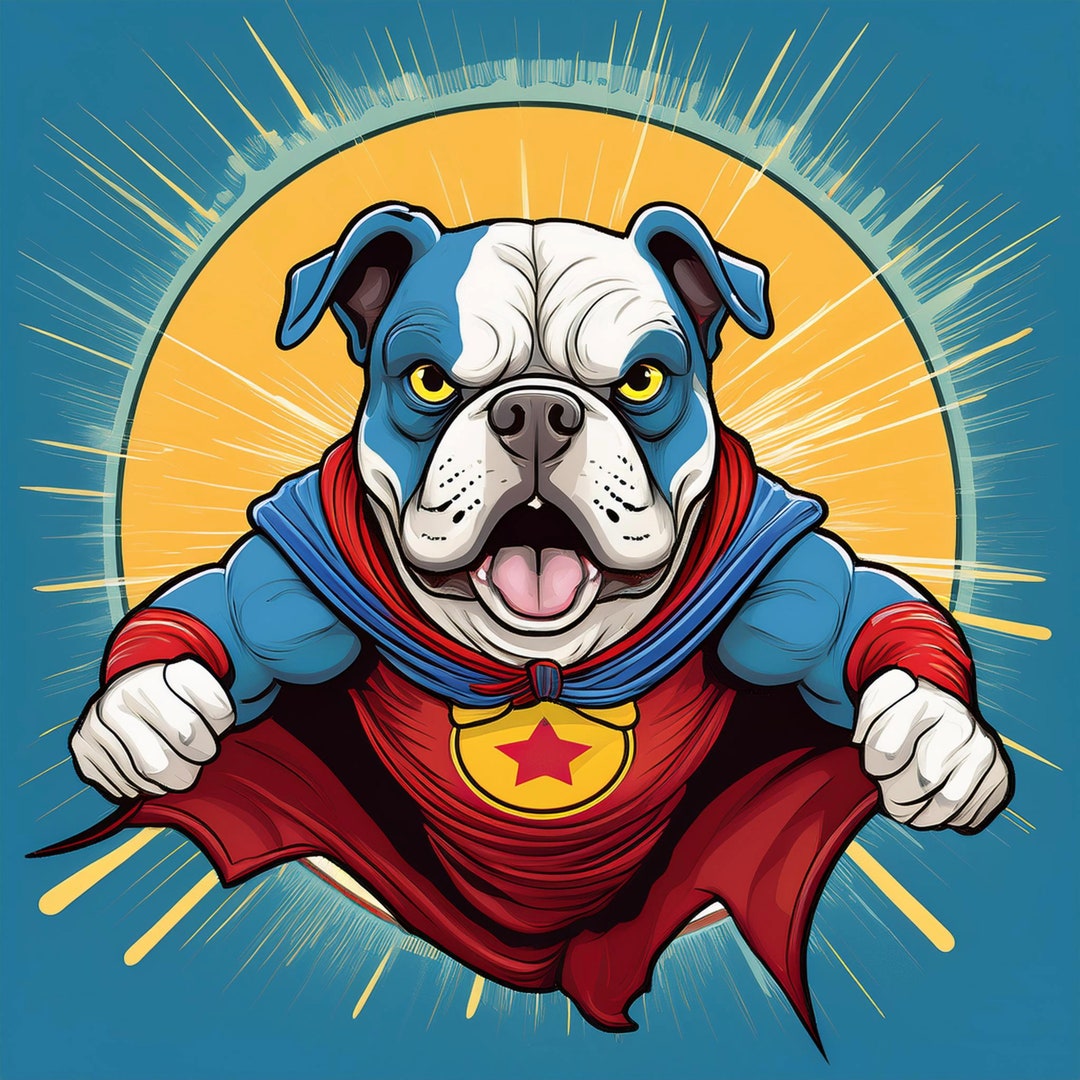 Superhero Bulldog PNG | Fun Hero Dog Digital Art - Etsy