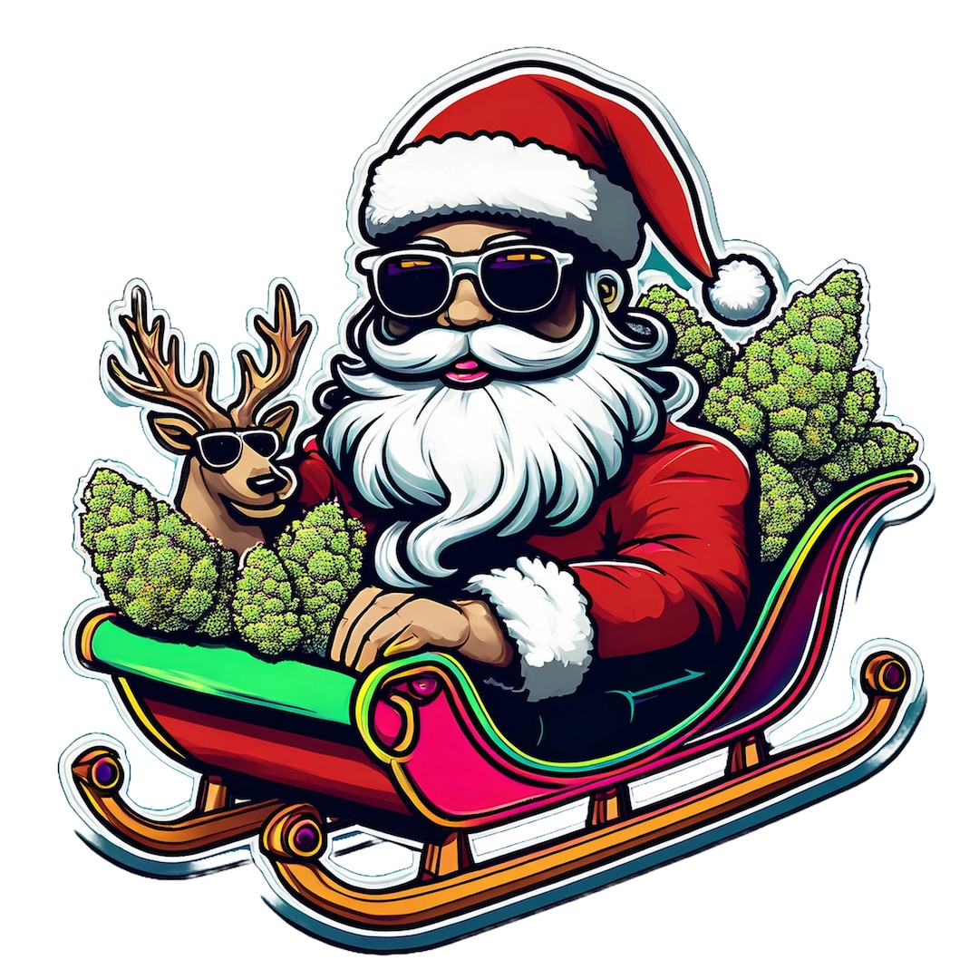 Stoner Santa Reindeer Sleigh PNG – Cannabis Christmas Holiday Art - Etsy