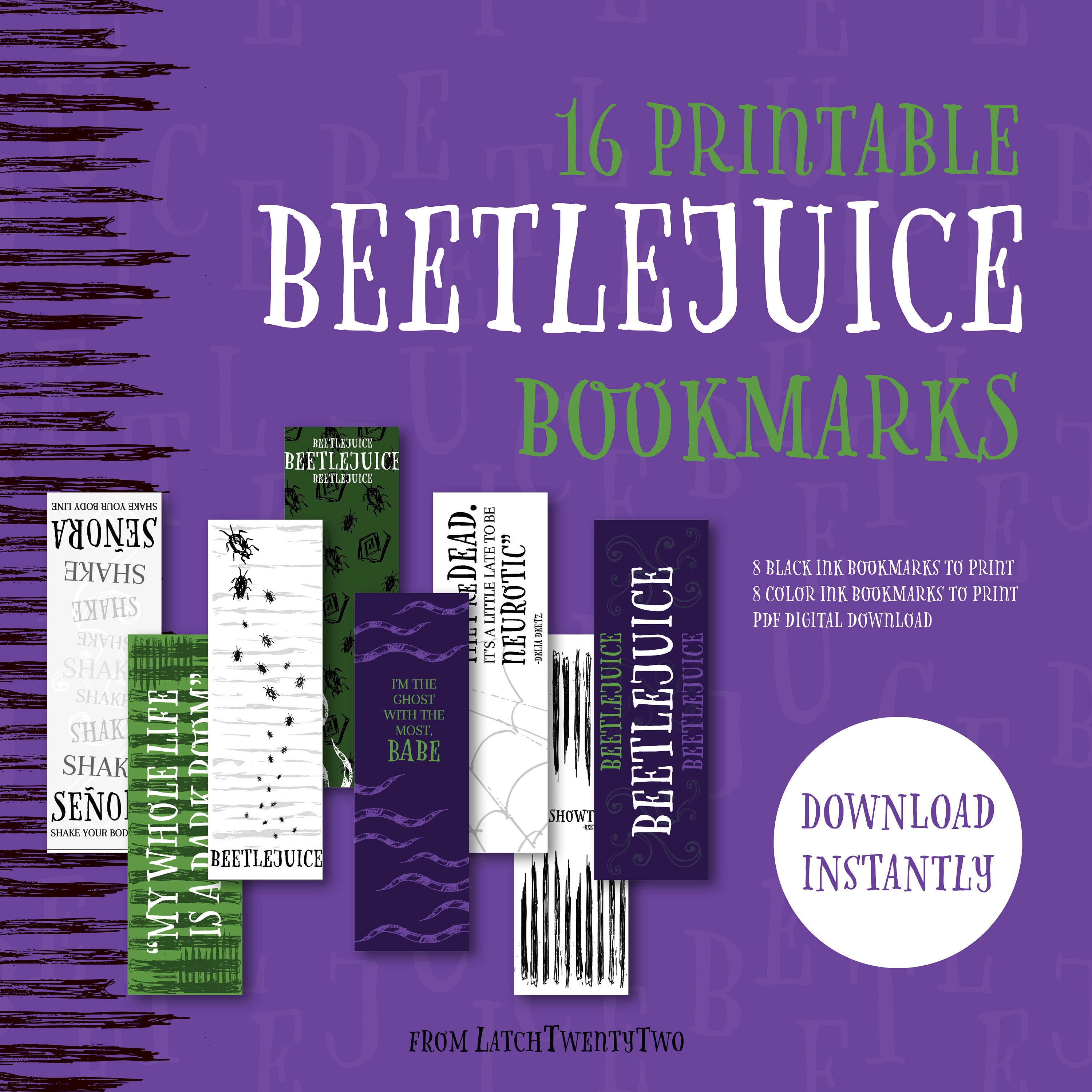 Printable Beetlejuice Halloween Bookmarks for Classroom Party ...