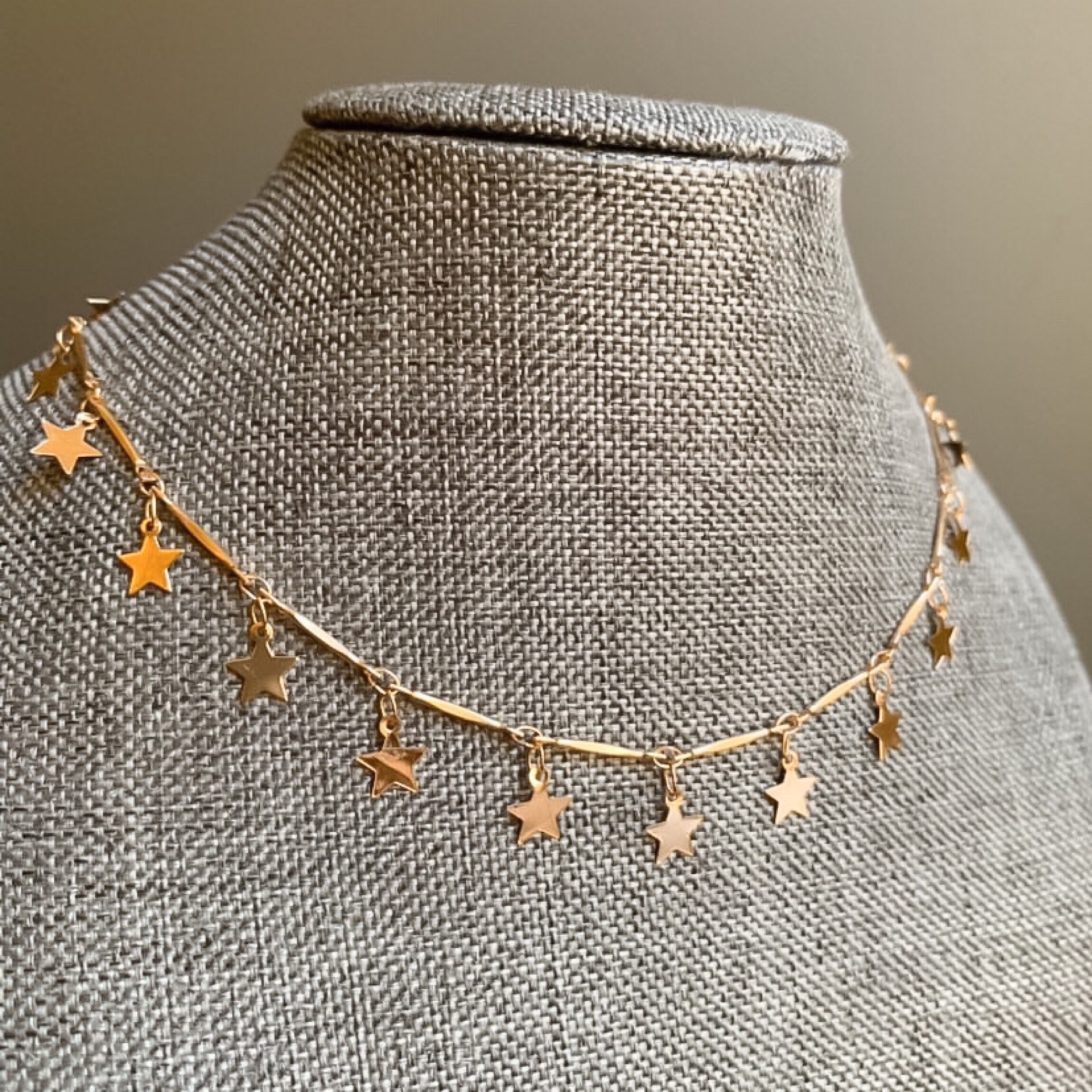 Star Choker Necklace, Gold Choker Necklace, Adjustable Star Chocker ...