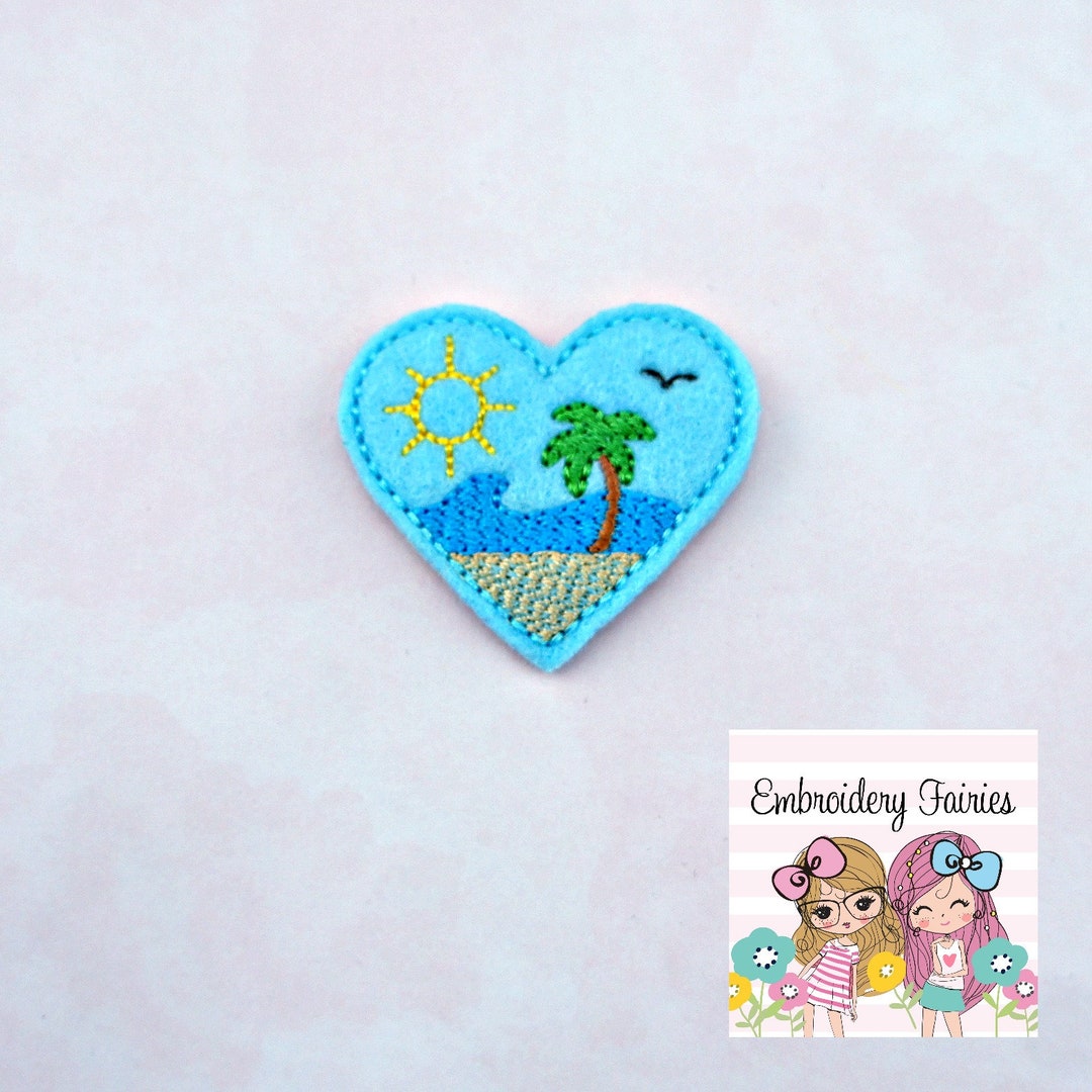 Beach Heart Feltie File - Feltie Design - ITH Embroidery - ITH Feltie ...