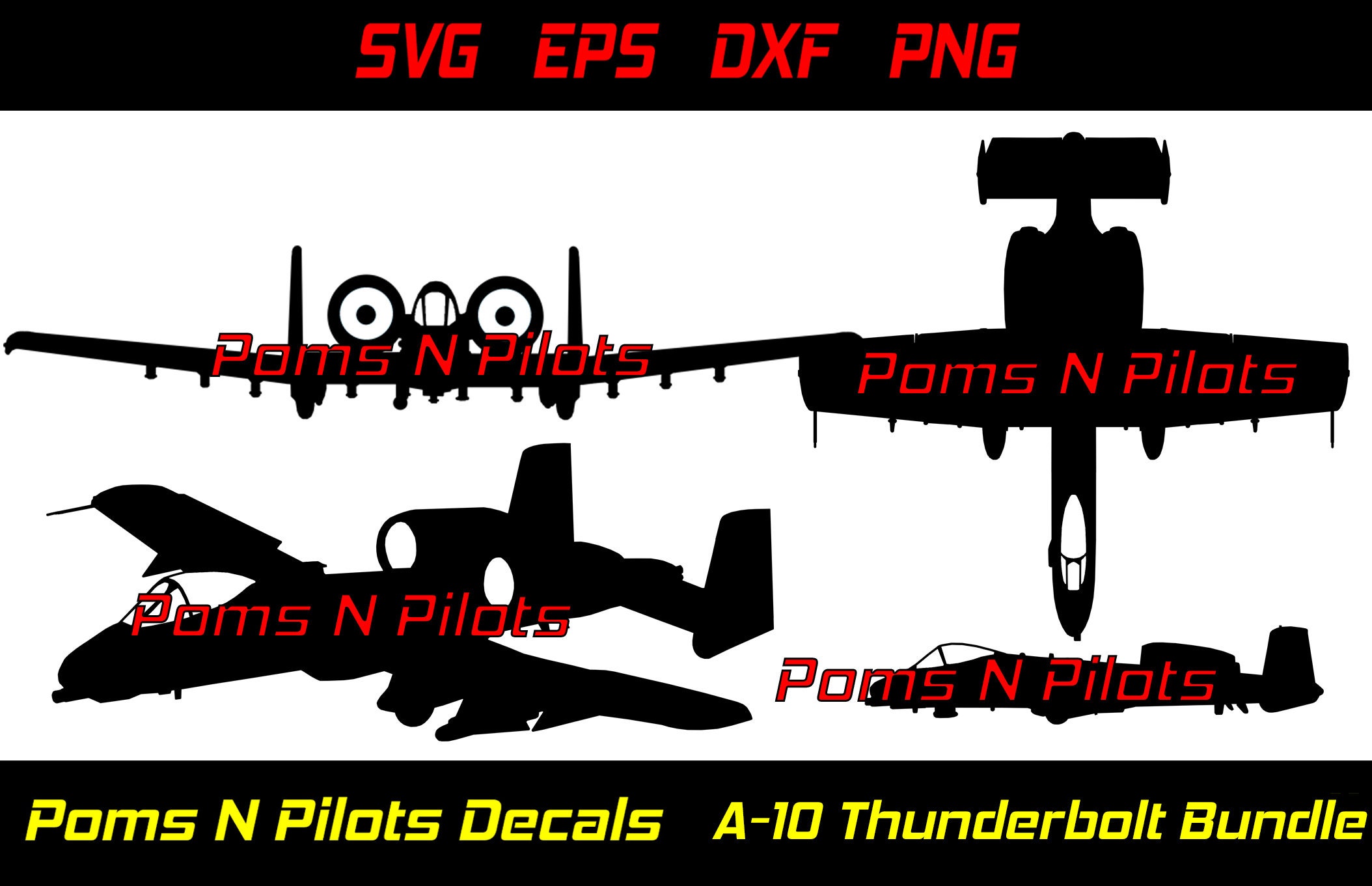 Fairchild A-10 Thunderbolt / Warthog SVG Bundle / Airplane Svg ...