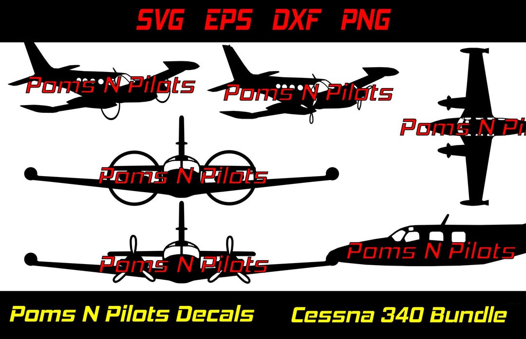 Cessna C-340/C-335 SVG Bundle / Airplane Svg / General Aviation Svg ...