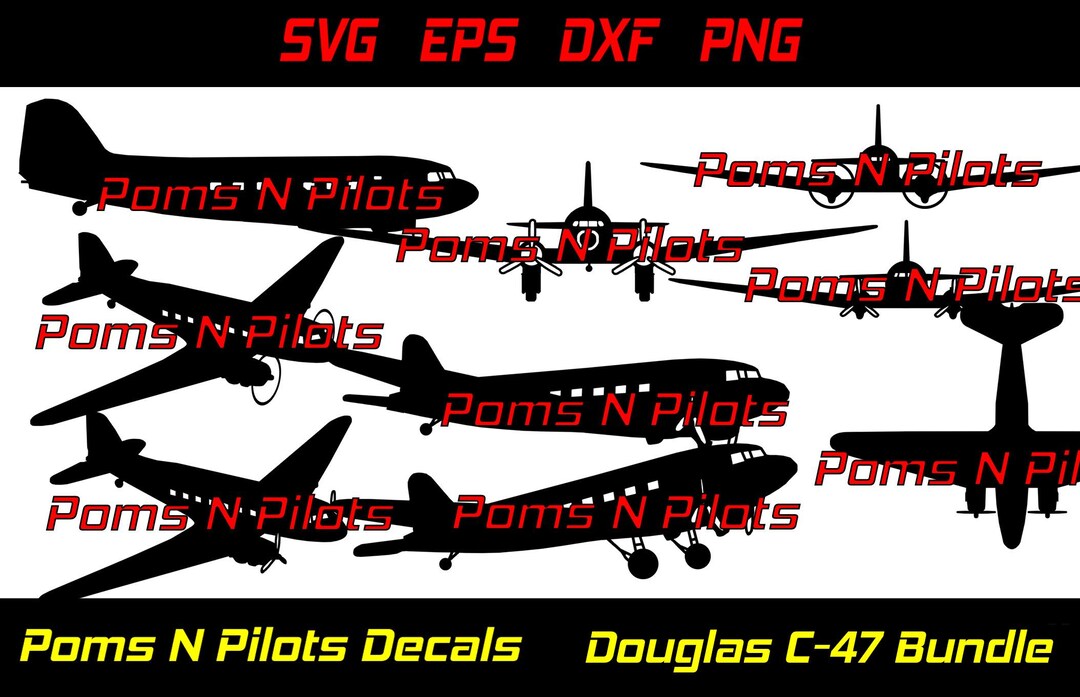 Douglas DC-3 / C-47 SVG Bundle / Pilot Svg / Airplane Svg / Jet Svg ...