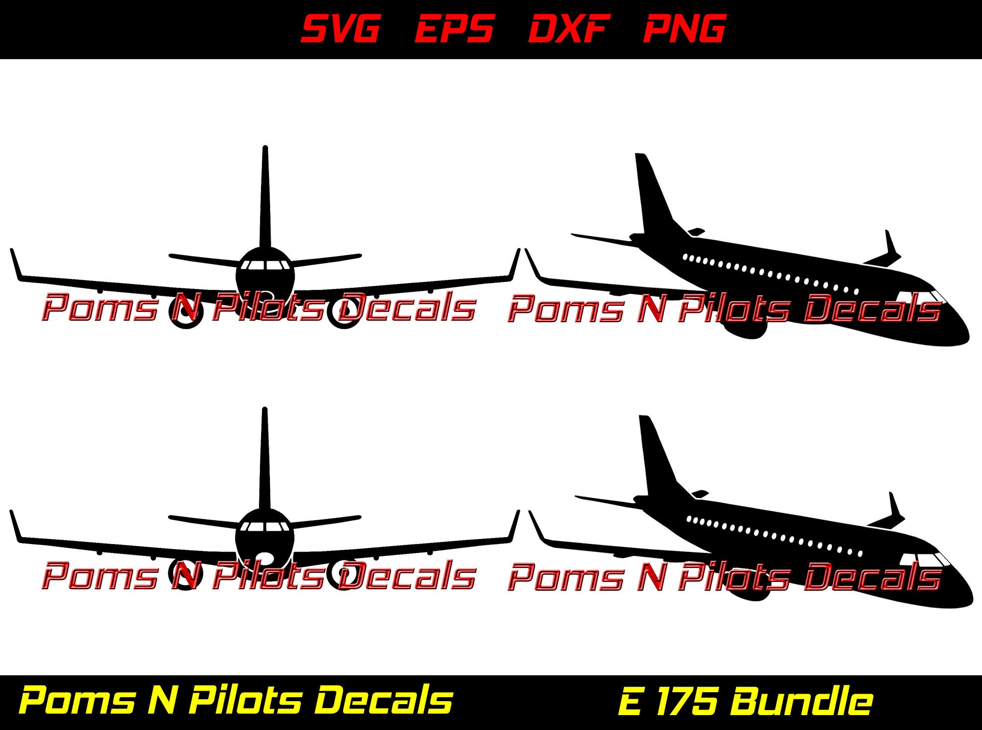 Embraer ERJ-170 / ERJ-175 SVG Bundle / Pilot Svg / Airplane Svg / Jet ...