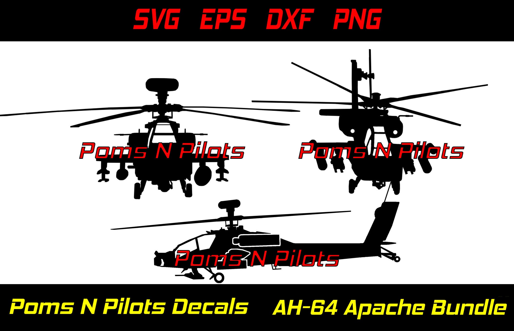 Boeing AH-64 Apache SVG bundle / Military svg / Helicopter svg | Etsy