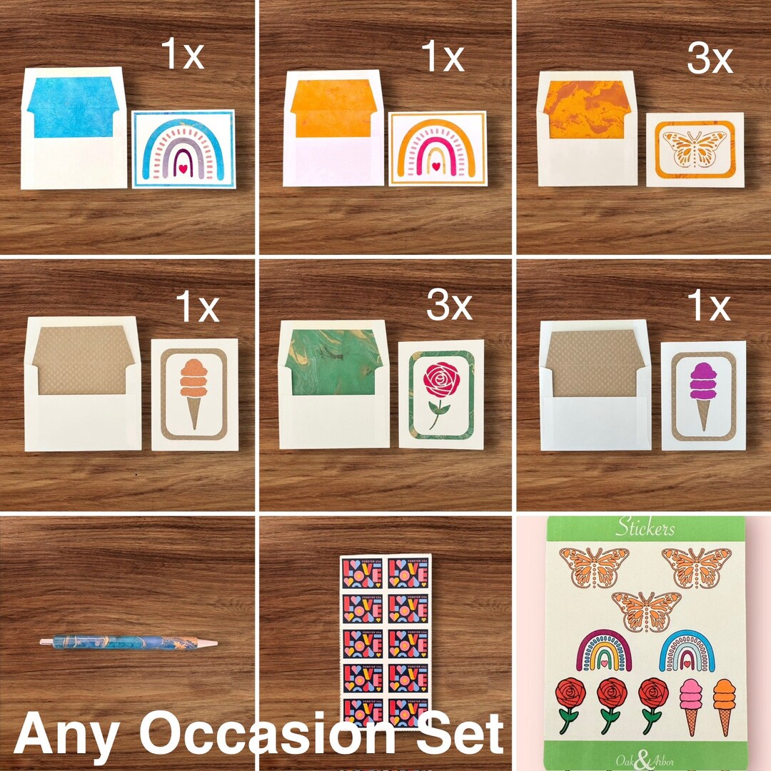 Deluxe Handmade Artisanal Greeting Card Gift Set, Blank Inside, Die-cut ...