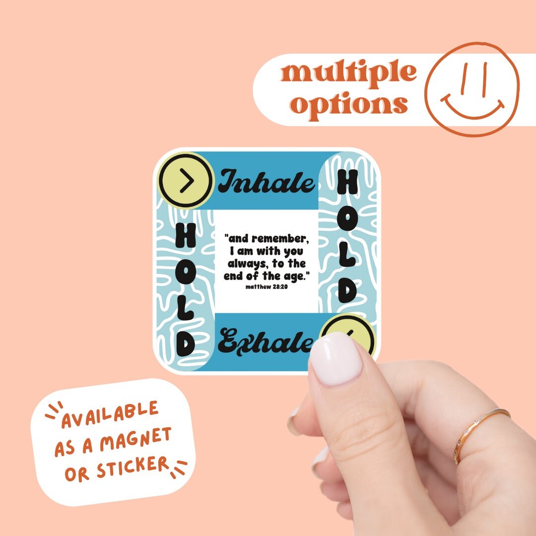 LEO/LEOW Box Breathing Guide Waterproof Sticker or Magnet, Thin Blue ...