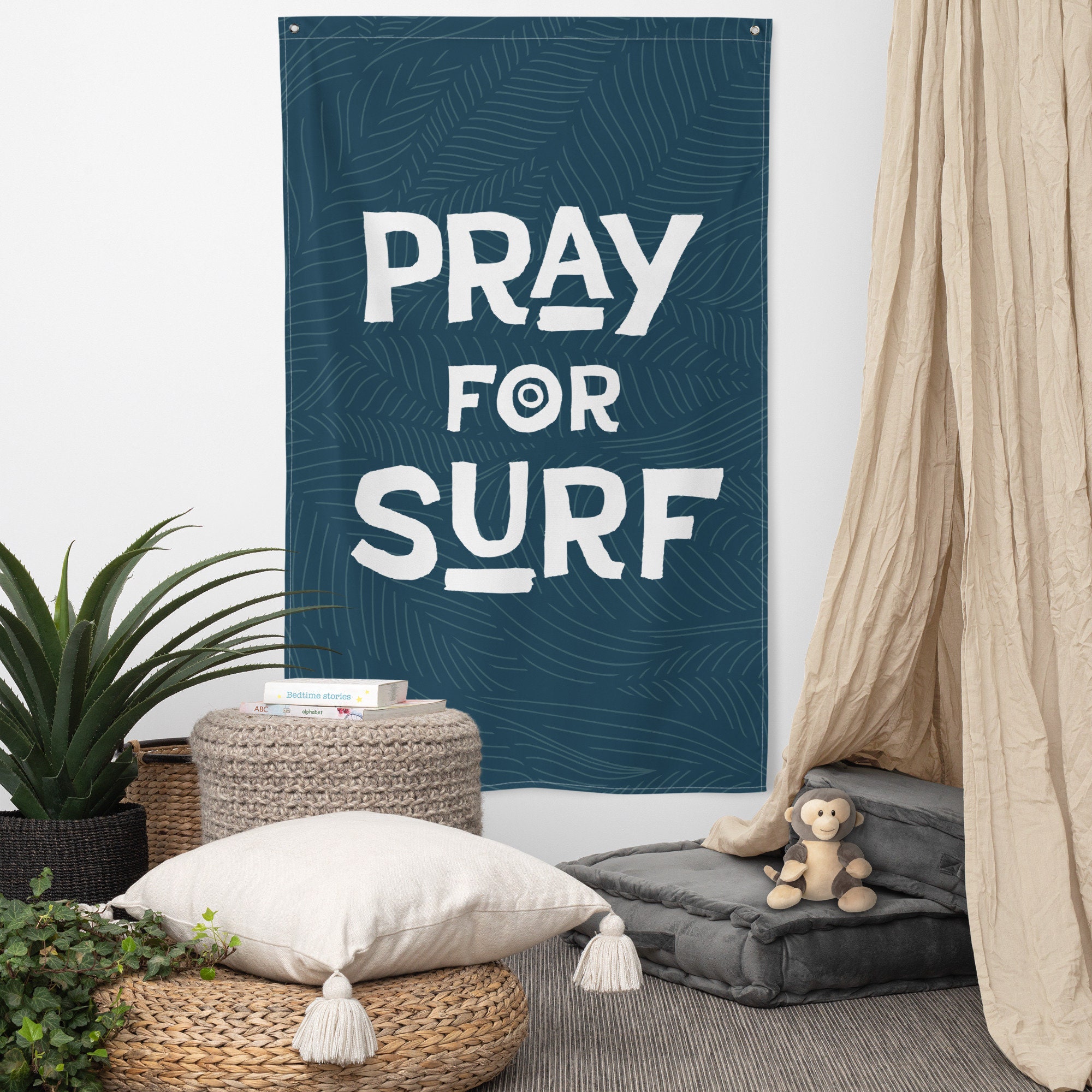 Pray for Surf EXTRA LARGE Wall Flag, 61x38in Blue, Beach, Lifestyle - Etsy