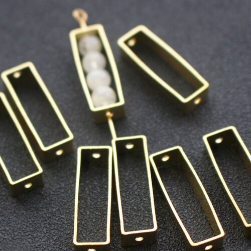 100pcs 22x7.5mm Raw Brass Rectangular Shape Pendant With 2 - Etsy