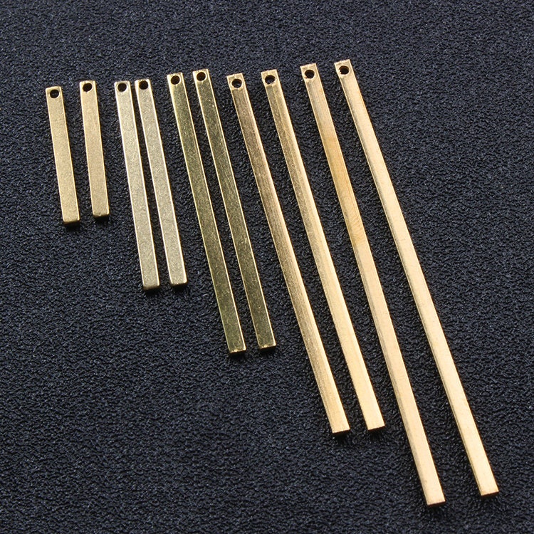 100pcs Raw Brass Rectangle Cuboid Tube Pendant Charms - Brass Bar ...