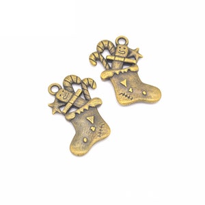 30pcs 29x20mm Antique Silver/antique Bronze Christmas Socks Pendant ...