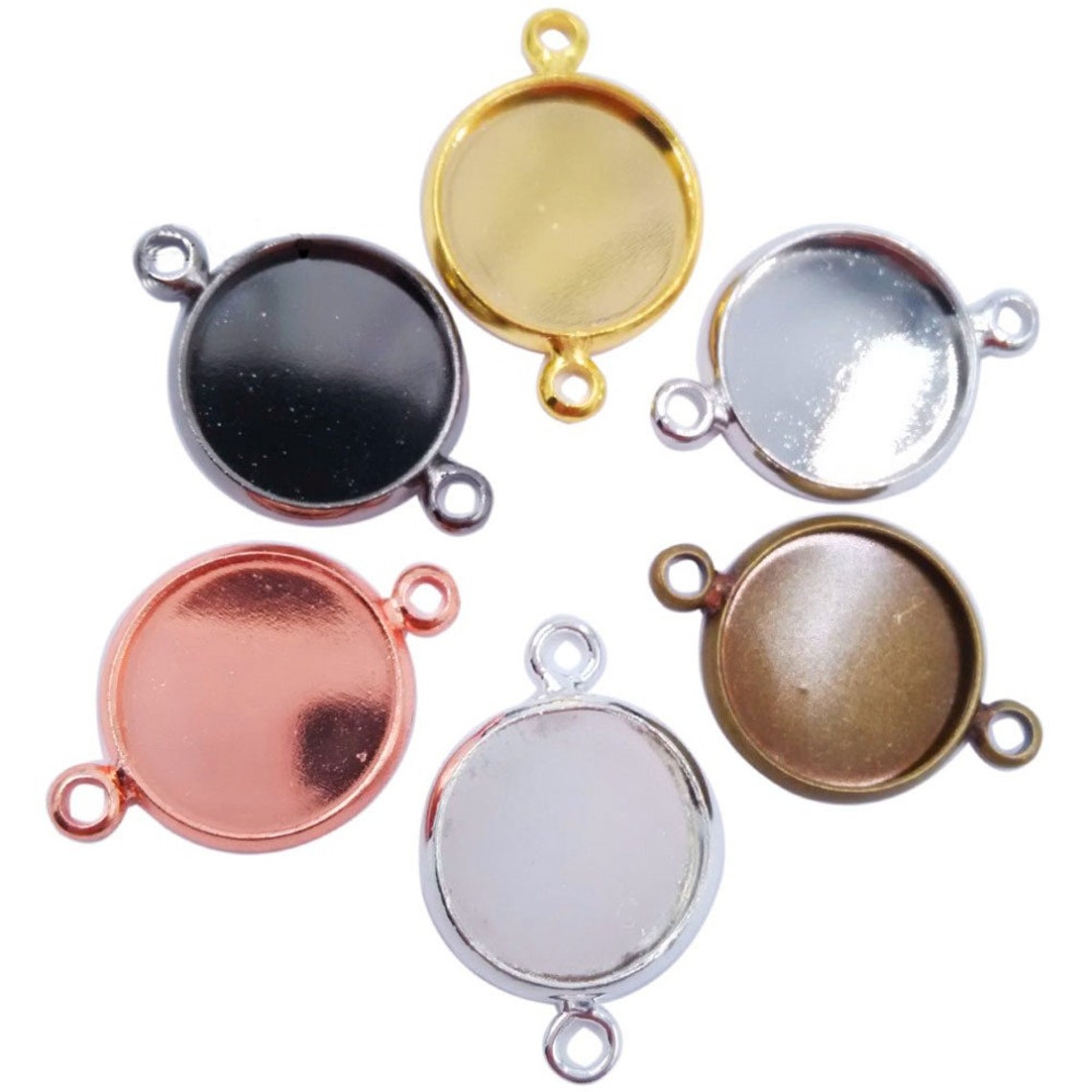 50pcs Pendant Trays 10mm/12mm/14mm/16mm/18mm/20mm/25mm Round Bezel ...