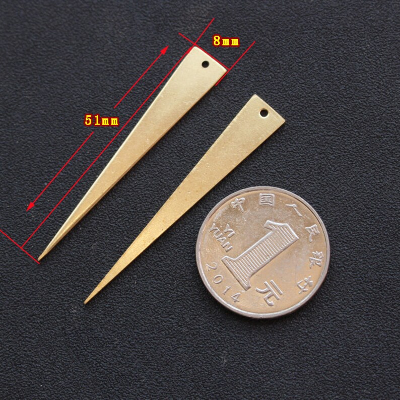 100pcs 8x51mm Raw Brass Long Triangle Pendant Brass Pendant | Etsy