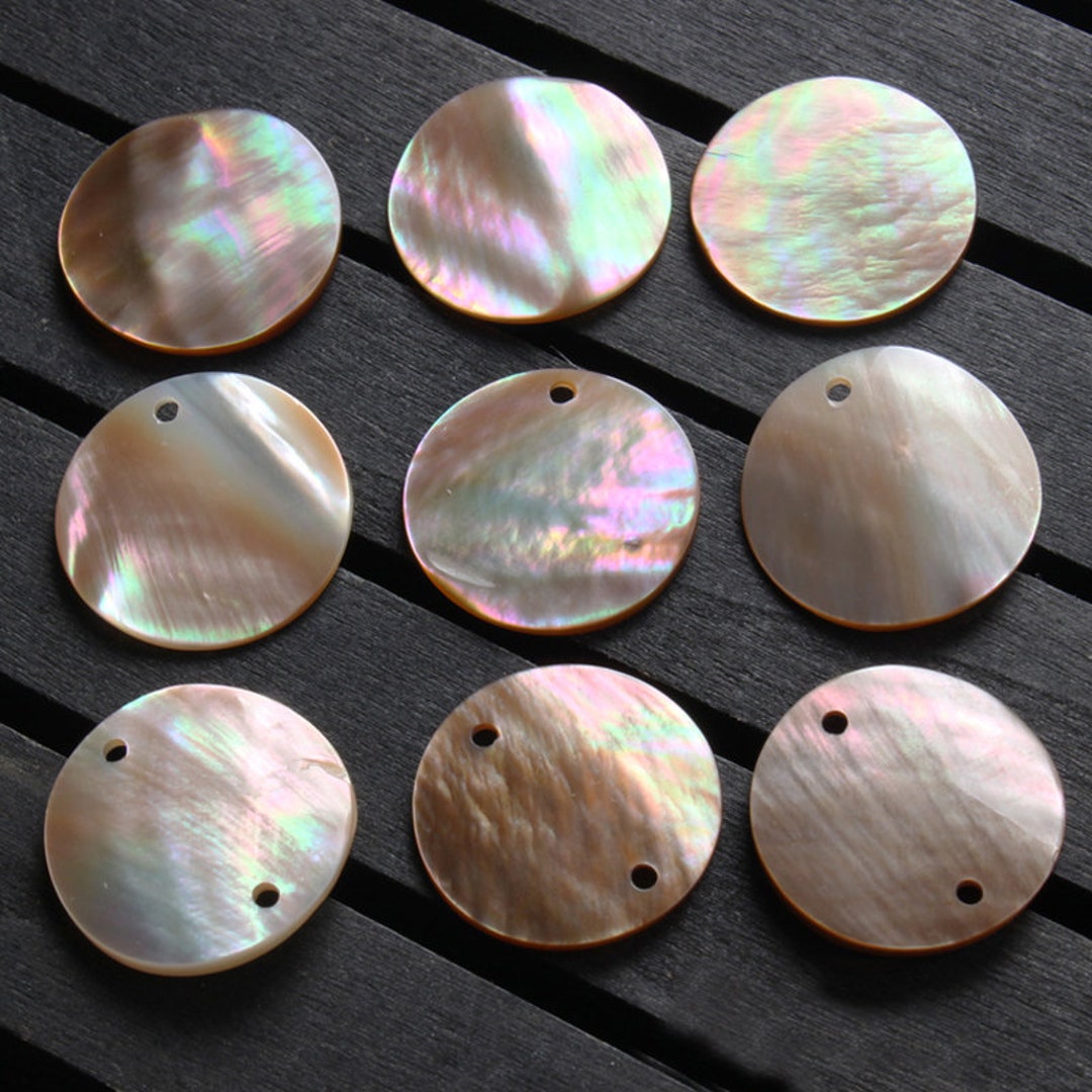20pcs 20mm Mother of Pearl Shell Round Coin Charms Pendants , Natural ...