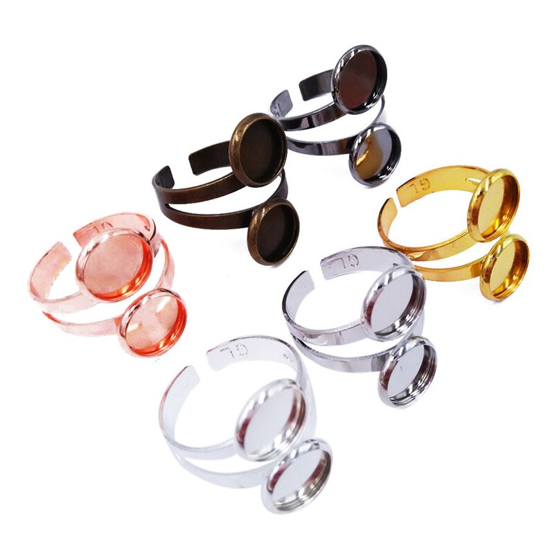20pcs Brass Double Ring Base With Adjustable Ring W/ Two 10mm/ - Etsy