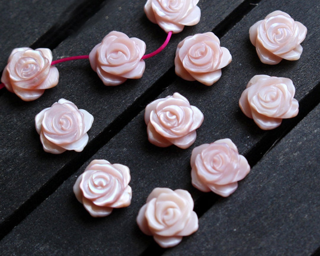 4pcs Pink Mother of Pearl Shell Flower Charms Pendants, Natural Mother ...