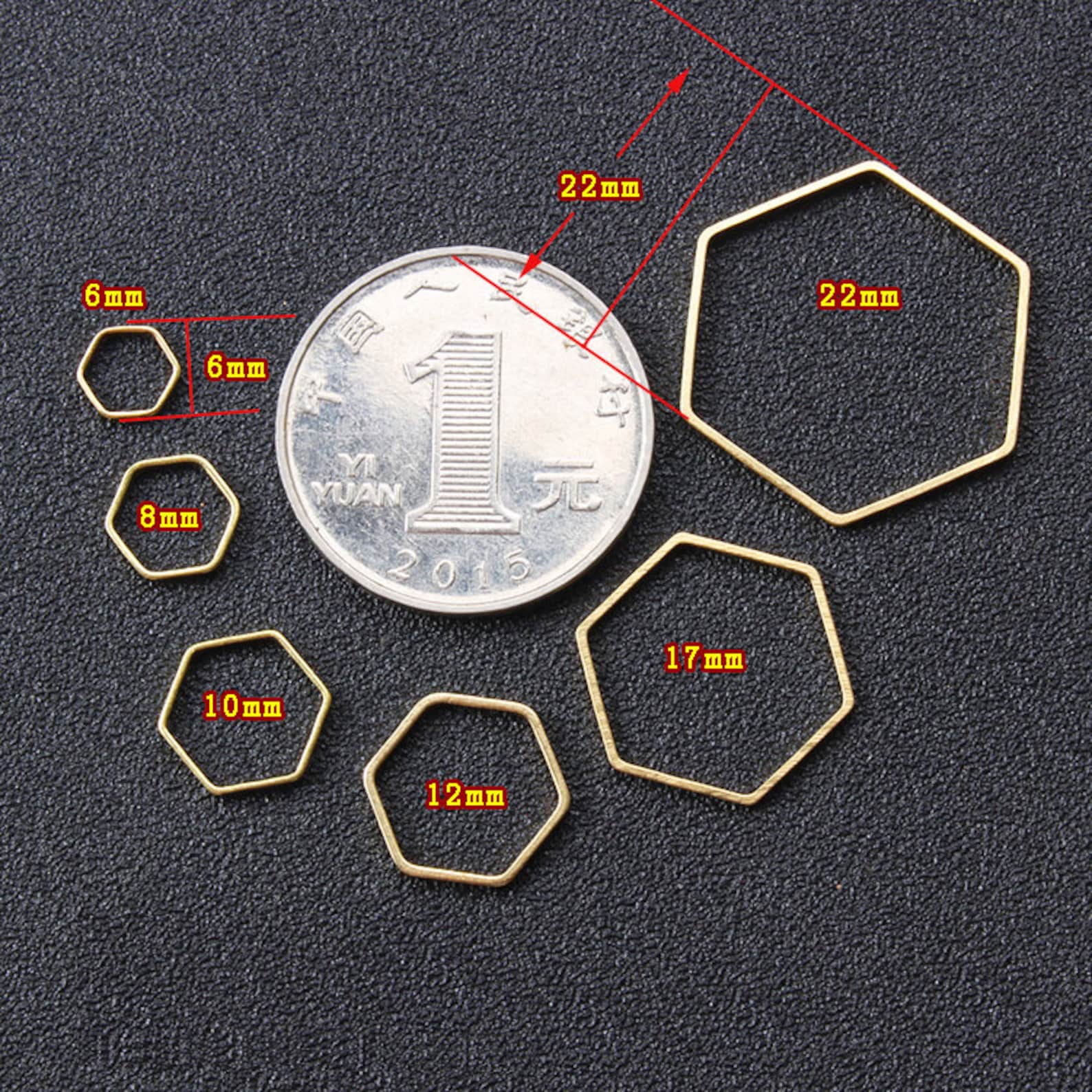 100pcs Raw Brass Hollow Hexagon Shape Pendant Charms Ear - Etsy