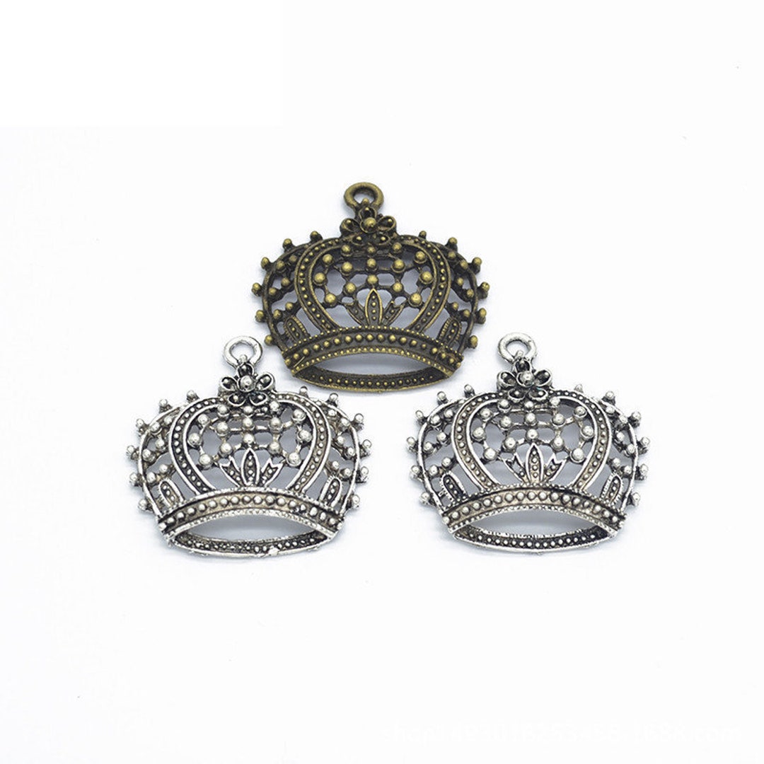 10pcs 40x39mm Antique Silver/antique Bronze Crown Pendant Charms,crown ...