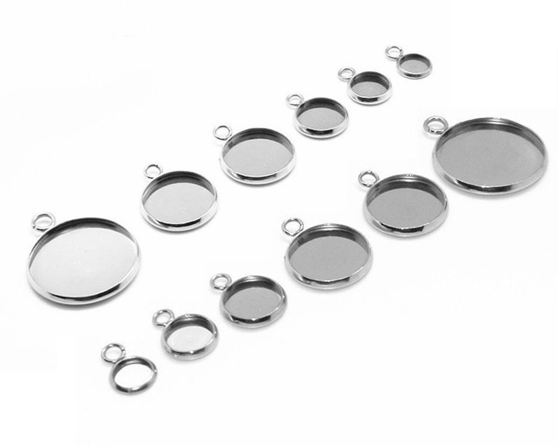 50pcs Stainless Steel Bezel Blanksround Bezel Tray Setting - Etsy