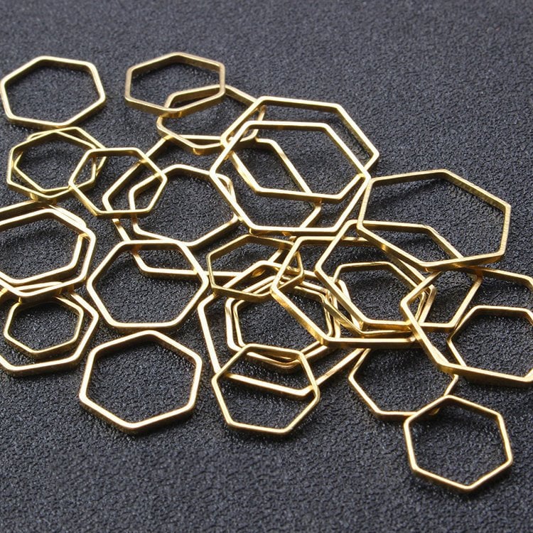 100pcs Raw Brass Hollow Hexagon Shape Pendant Charms Ear - Etsy