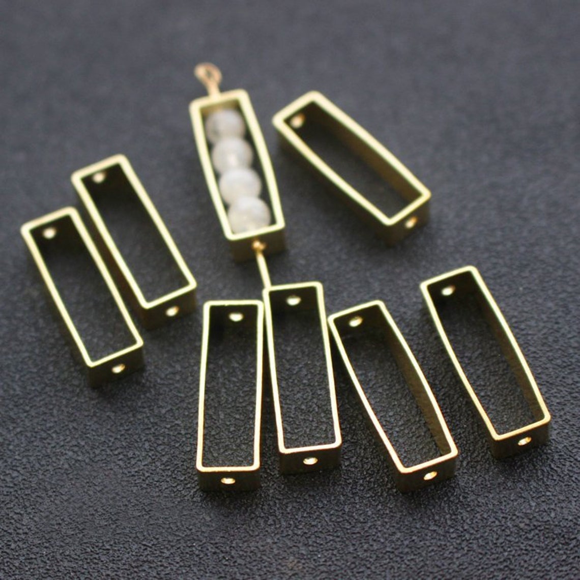 100pcs 22x7.5mm Raw Brass Rectangular Shape Pendant With 2 - Etsy