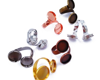 50PCS Round Adjustable Shallow Bottom Ring Base Settingfit - Etsy