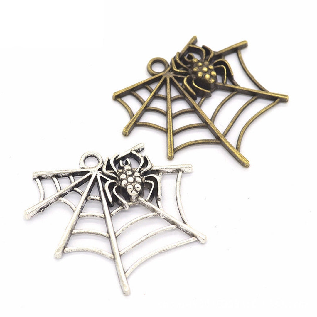30pcs 50x43mm Antique Silver/antique Bronze Spider Web Pendant Charms ...