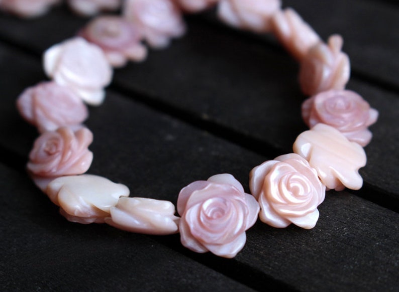 4pcs Pink Mother of Pearl Shell Flower Charms Pendants, Natural Mother ...