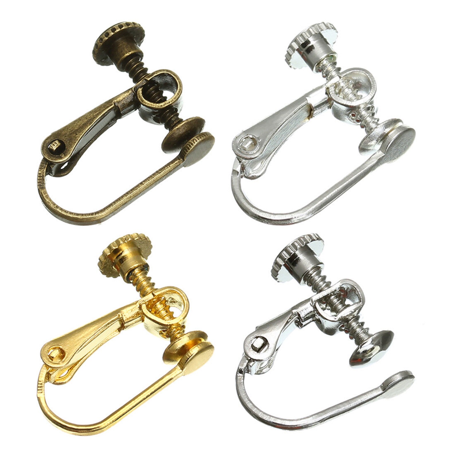 50pcs 14x17mm Brass Screw-on Earring With Ring Brass Earrings | Etsy