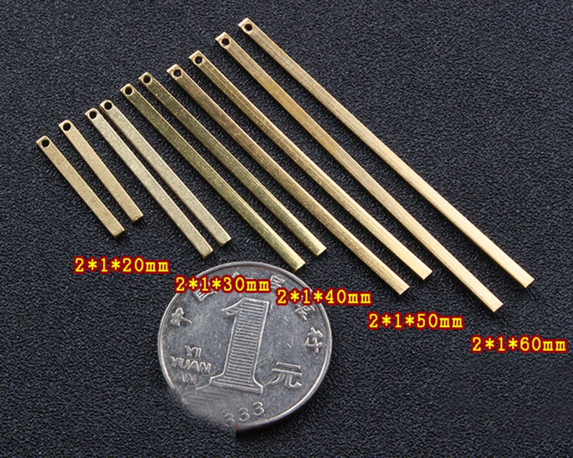 100pcs Raw Brass Rectangle Cuboid Tube Pendant Charms - Brass Bar ...